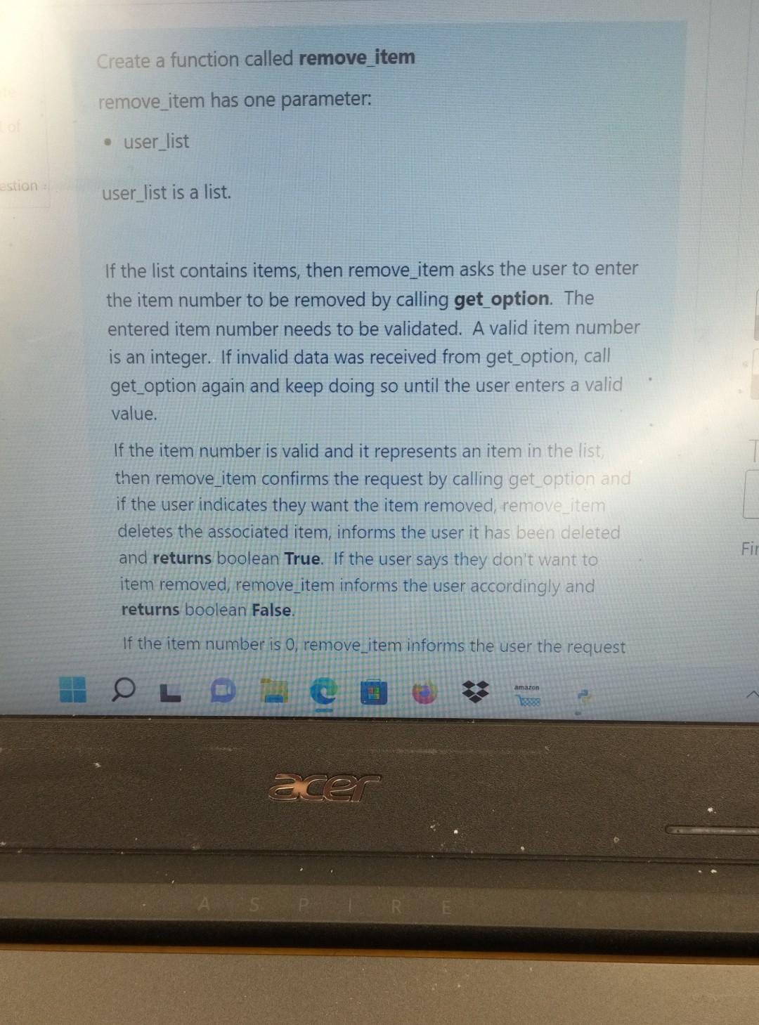 Solved Create a function called remove_item remove_item has | Chegg.com
