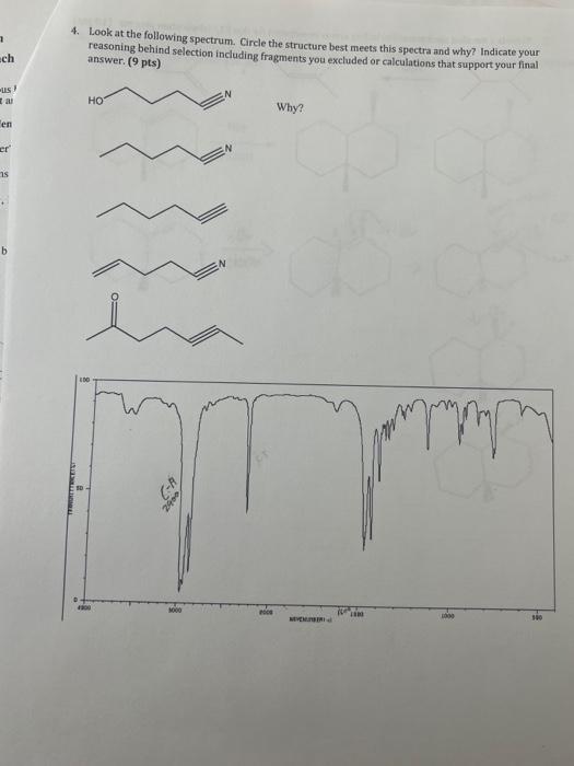 Solved 4 Look At The Following Spectrum Circle The