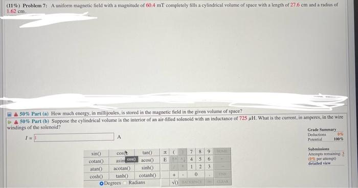 Solved (11\%) Problem 7: A uniform magnetic field with a | Chegg.com Solved (11\%) Problem 7: A uniform magnetic field with a | Chegg.com