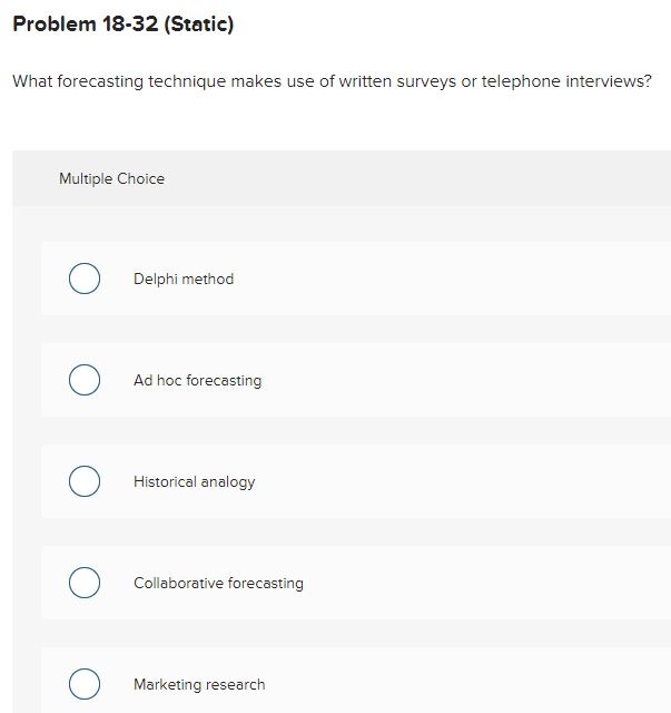 Solved Problem 18-32 (Static)What forecasting technique | Chegg.com