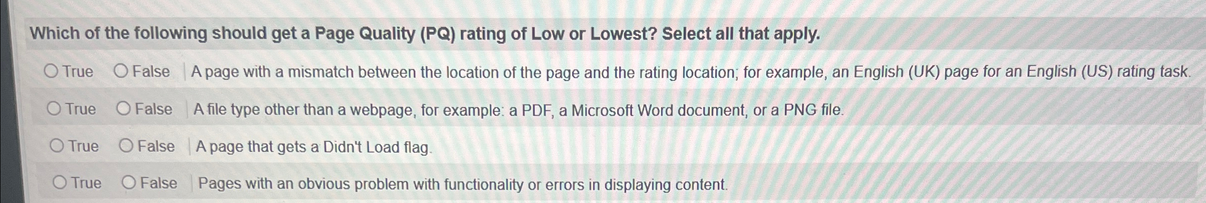 Solved Which of the following should get a Page Quality (PQ) | Chegg.com