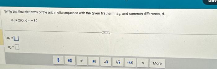 Solved Write the first six terms of the arithmetic sequence | Chegg.com