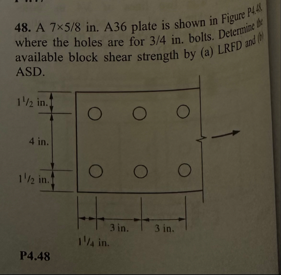 Solved A 7×58 ﻿in. ﻿A36 ﻿plate is shown in Figure p4.4. | Chegg.com