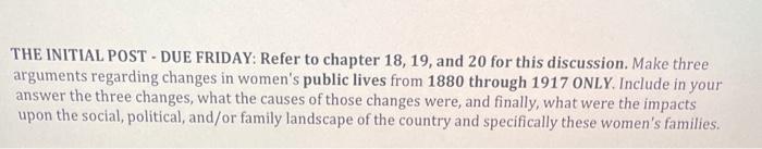 Solved THE INITIAL POST - DUE FRIDAY: Refer to chapter 18, | Chegg.com