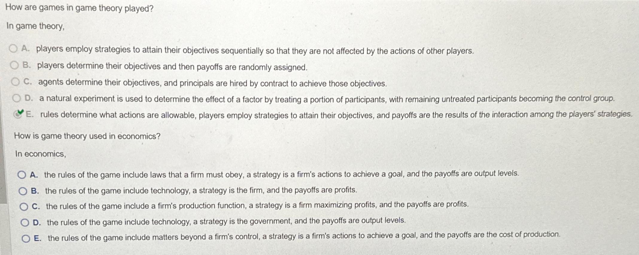 Solved How are games in game theory played?In game theory,A. | Chegg.com