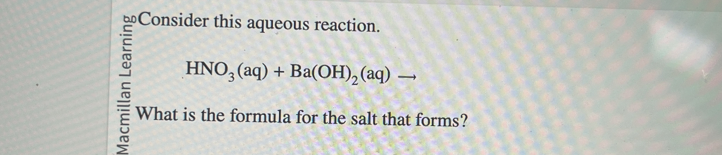 Solved no Consider this aqueous | Chegg.com
