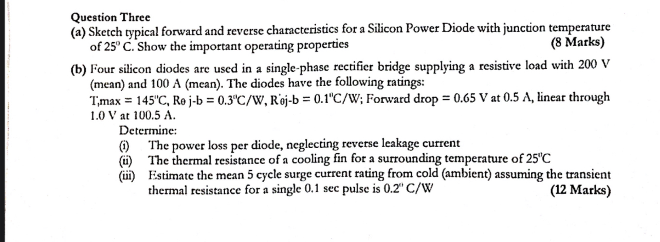 Solved Question Three(a) ﻿Sketch typical forward and reverse | Chegg.com