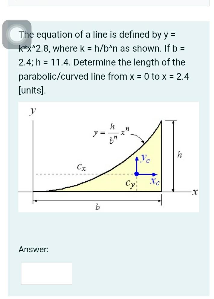 Solved The equation of a line is defined by y = k*x^2.8, | Chegg.com