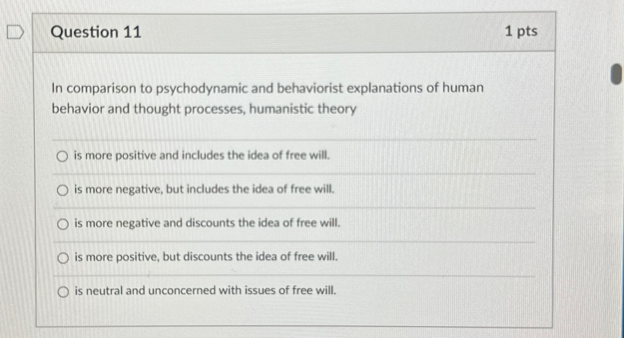 Solved Question 111 ﻿ptsIn comparison to psychodynamic and | Chegg.com