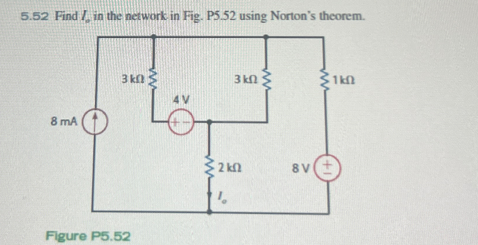 Solved 5.52 ﻿Find I, in the network in Fig. P5. 52 ﻿using | Chegg.com