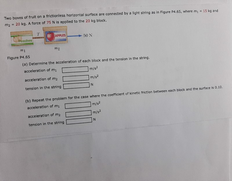 Solved Two boxes of fruit on a frictionless horizontal | Chegg.com