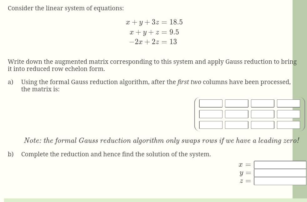 Solved Consider the linear system of equations: | Chegg.com