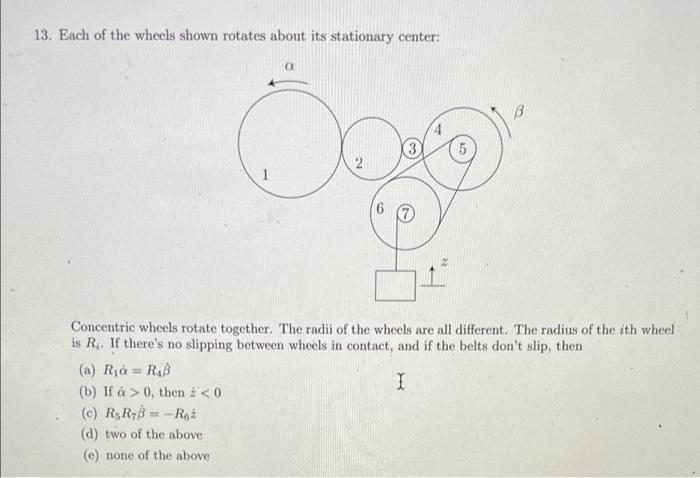 Solved 13. Each of the wheels shown rotates about its | Chegg.com