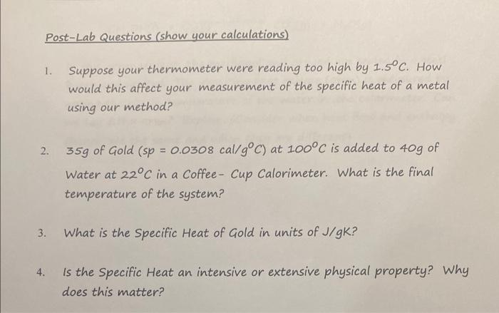 Solved 1. Suppose your thermometer were reading too high by | Chegg.com