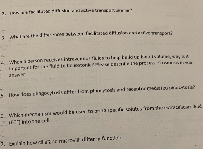 Solved 2. How are facilitated diffusion and active transport | Chegg.com