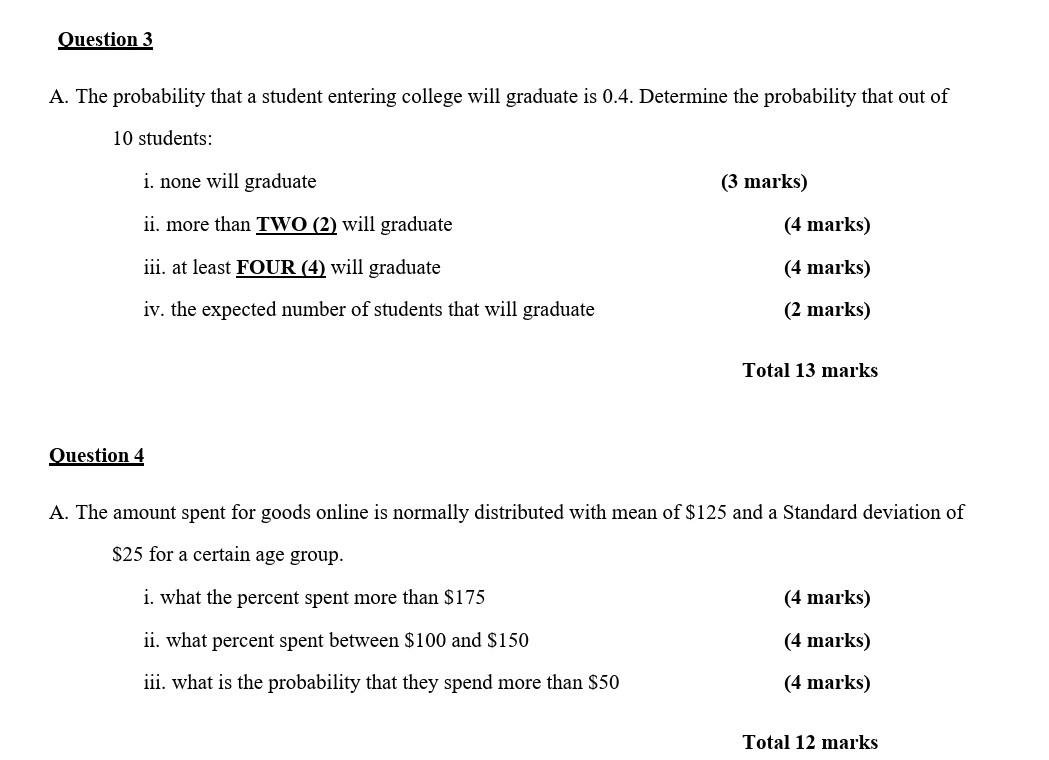 Solved A. The probability that a student entering college | Chegg.com