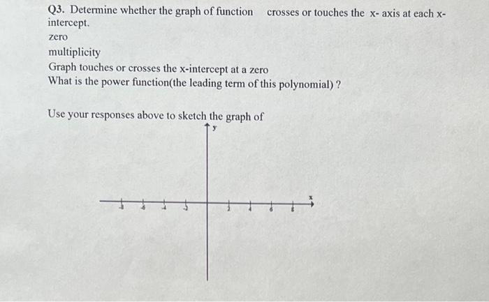Q3. Determine whether the graph of function crosses | Chegg.com