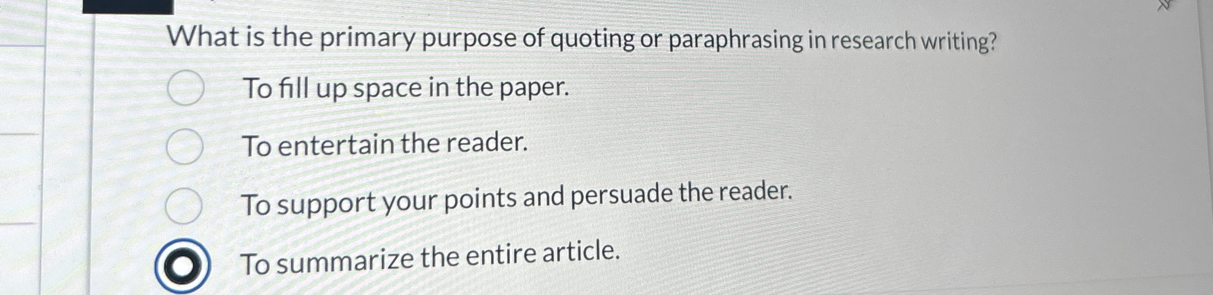 Solved What is the primary purpose of quoting or | Chegg.com