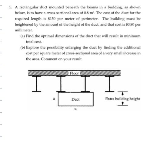 Solved 5. A rectangular duct mounted beneath the beams in a | Chegg.com