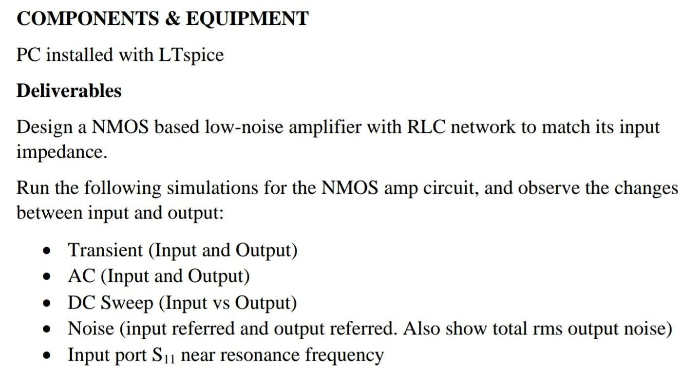 Solved COMPONENTS \& EQUIPMENT PC installed with LTspice | Chegg.com