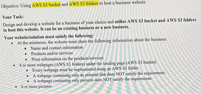 Solved Objective: Using AWS S 3 bucket and AWS S3 folders to | Chegg.com