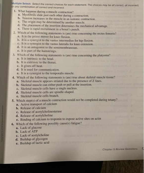 Solved Multiple Select: Select the correct choices for each | Chegg.com