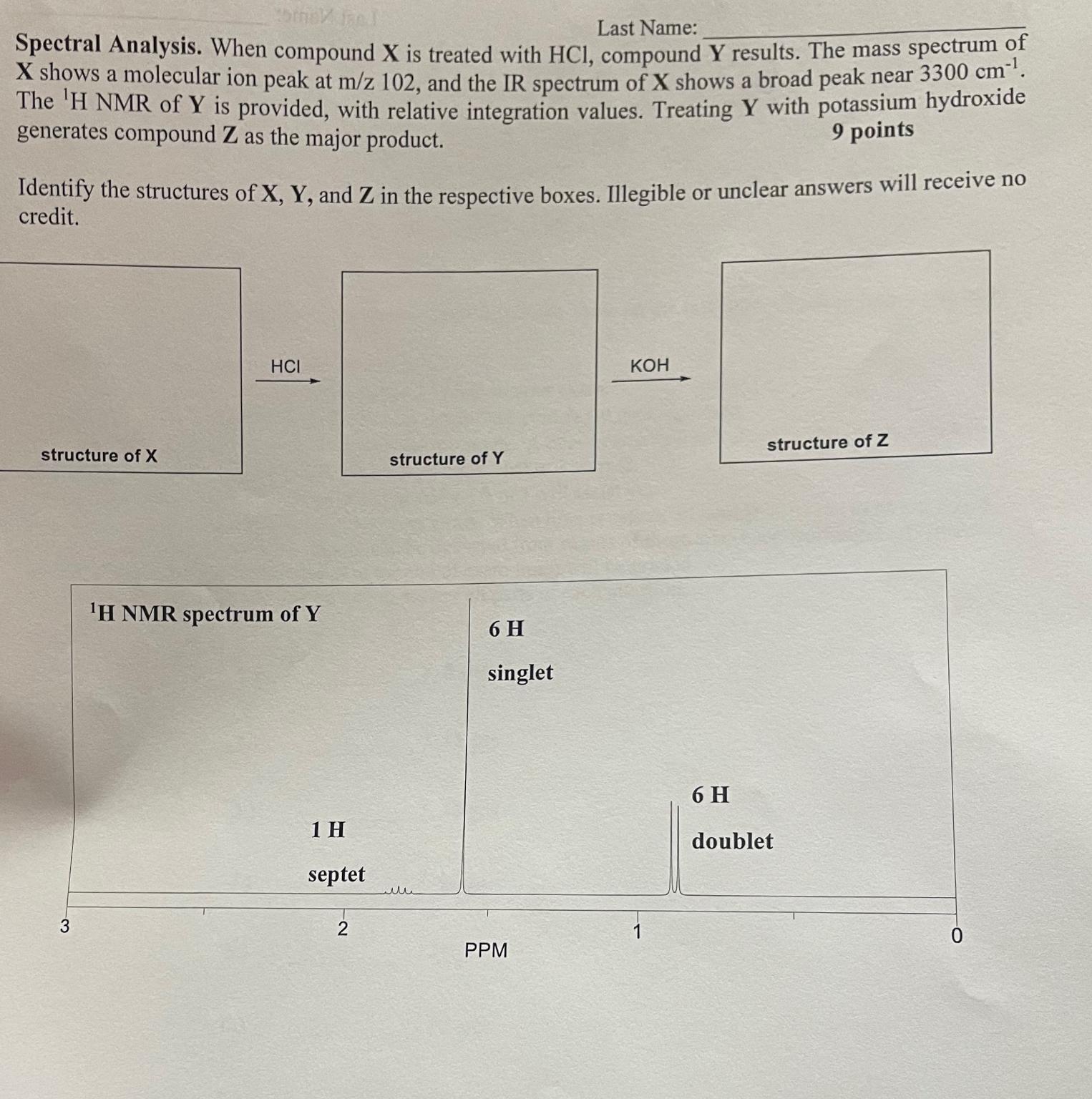 Solved Last Name:Spectral Analysis. When compound x ﻿is | Chegg.com