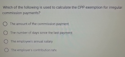 Solved Which of the following is used to calculate the CPP | Chegg.com