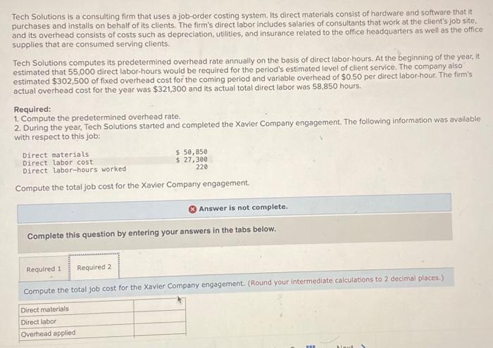 Solved Tech Solutions is a consulting firm that uses a | Chegg.com