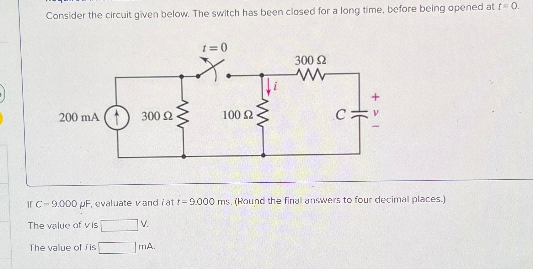 Solved Find value of v and i | Chegg.com