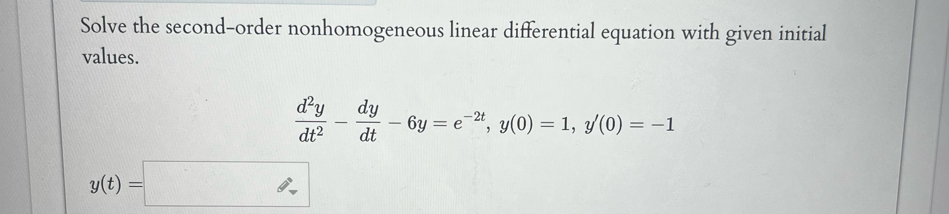 Solved Solve the second-order nonhomogeneous linear | Chegg.com