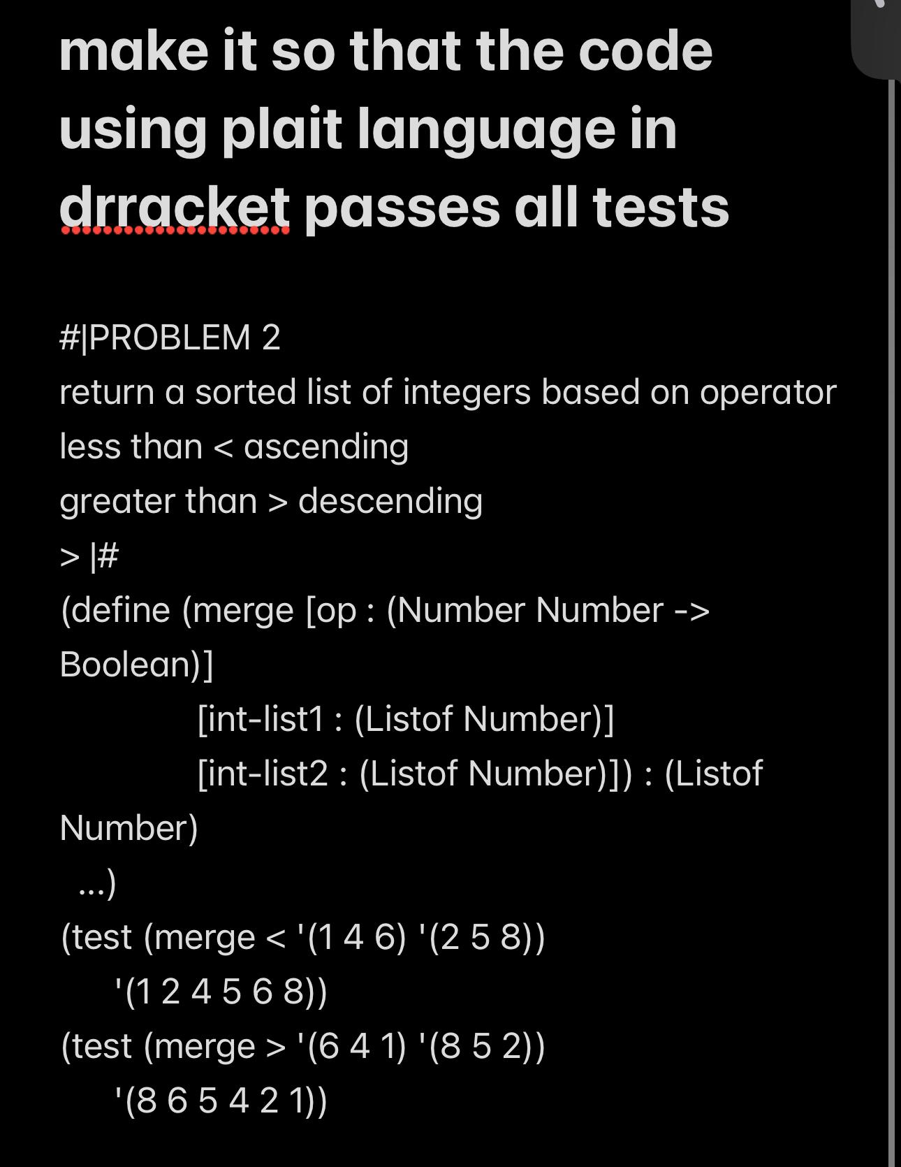 Solved make it so that the code using plait language in | Chegg.com