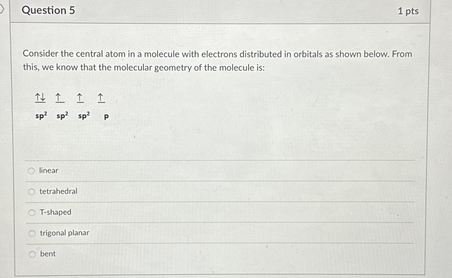 Solved Question 51 ﻿ptsConsider the central atom in a | Chegg.com