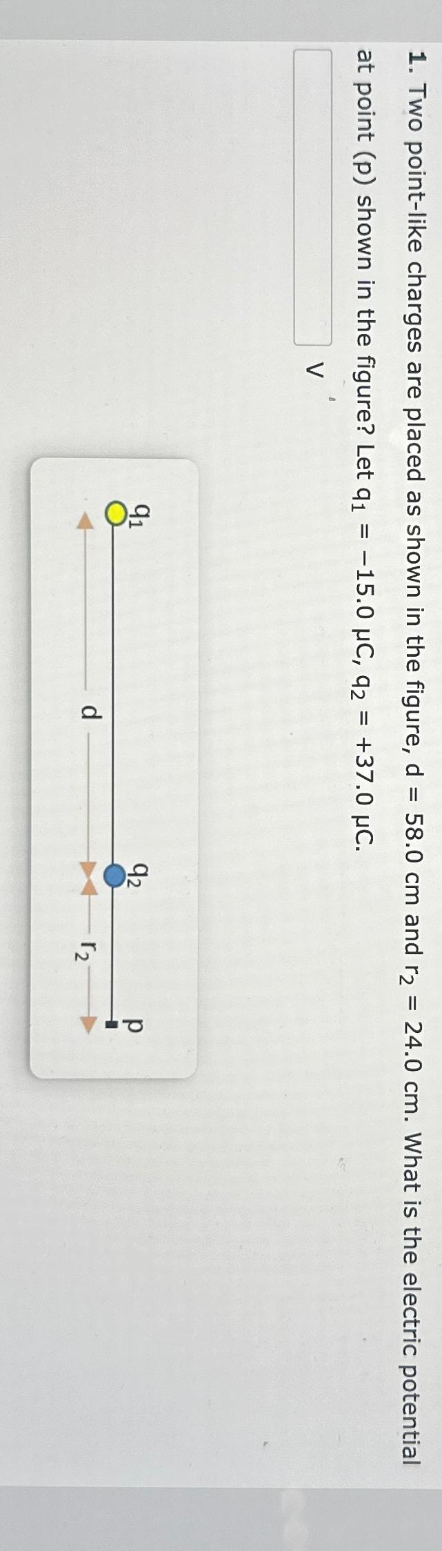 Solved Two point-like charges are placed as shown in the | Chegg.com