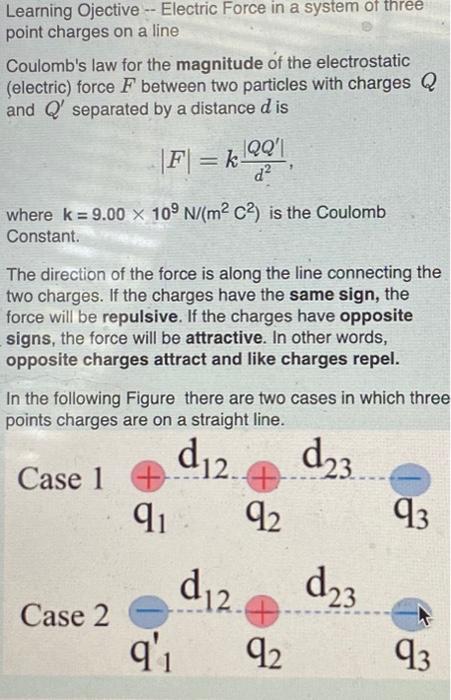 Solved Learning Ojective - Electric Force in a system of | Chegg.com