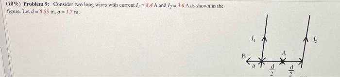 Solved (10%) Problem 9: Consider two long wires with current | Chegg.com