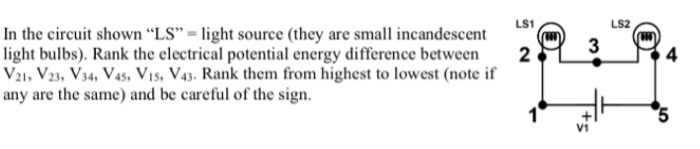 Solved LS1 LS2 2 3 4 In the circuit shown “LS” = light | Chegg.com