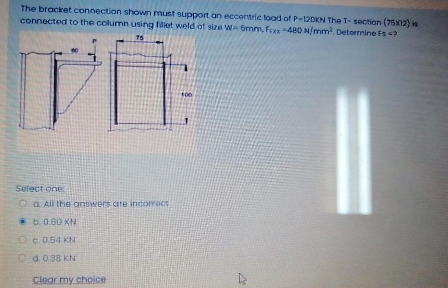 Solved The bracket connection shown must support an | Chegg.com