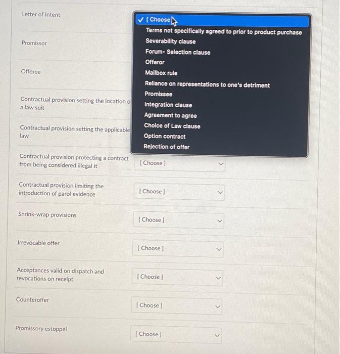 Solved Letter of Intent Promissor Offeree Contractual | Chegg.com