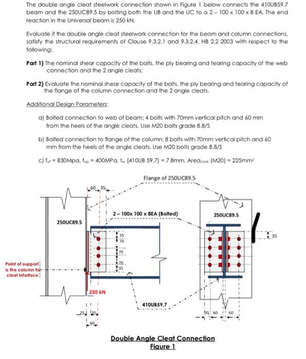 Solved The double angle cleat steelwork connection shown in | Chegg.com