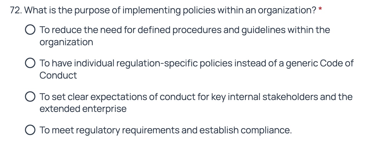 Solved What is the purpose of implementing policies within | Chegg.com