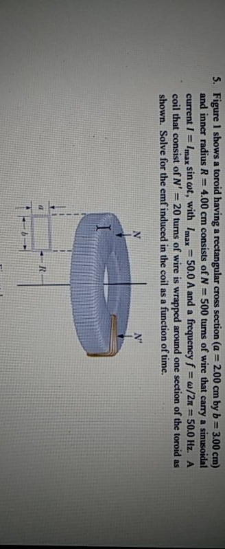 Solved 5. Figure 1 shows a toroid having a rectangular cross | Chegg.com