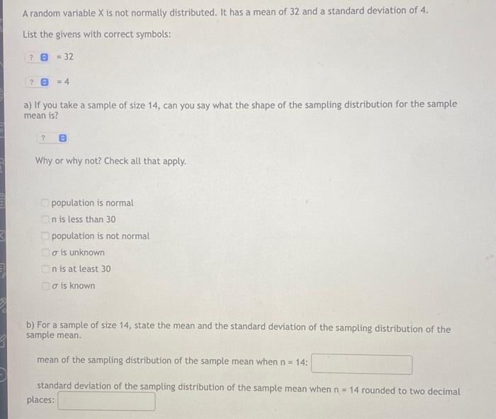 Solved A random variable X is not normally distributed. It | Chegg.com