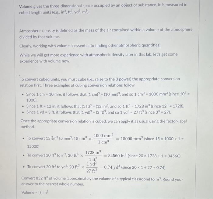 Solved Volume gives the three-dimensional space occupied by | Chegg.com