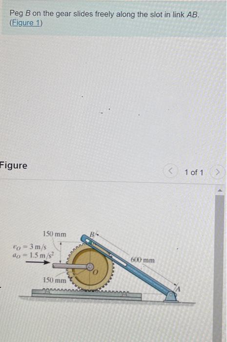 Solved Peg B on the gear slides freely along the slot in | Chegg.com