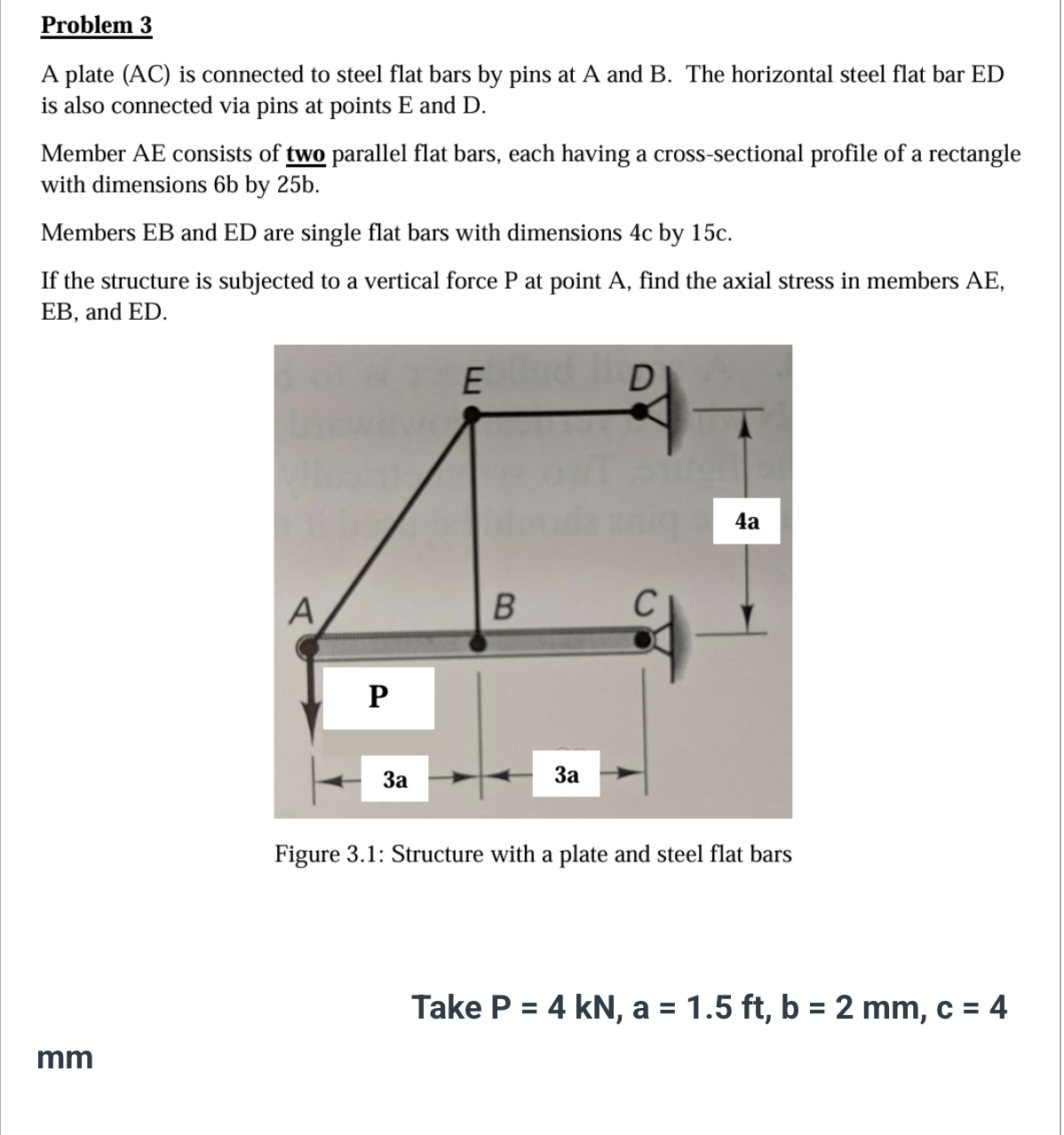 Solved Problem 3A plate (AC) ﻿is connected to steel flat | Chegg.com