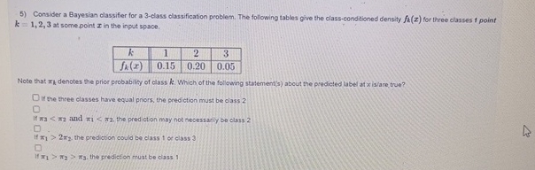 Solved Consider A Bayesian Classifier For A 3 Class 4009