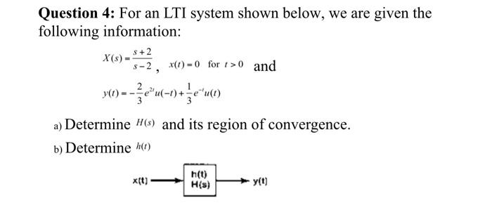 Solved Question 4: For an LTI system shown below, we are | Chegg.com