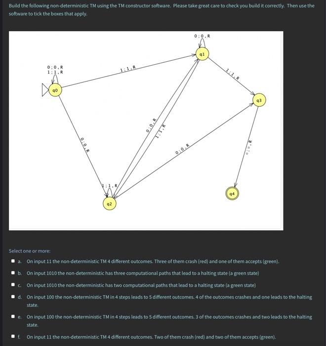 Solved Build the following non-deterministic TM using the TM | Chegg.com