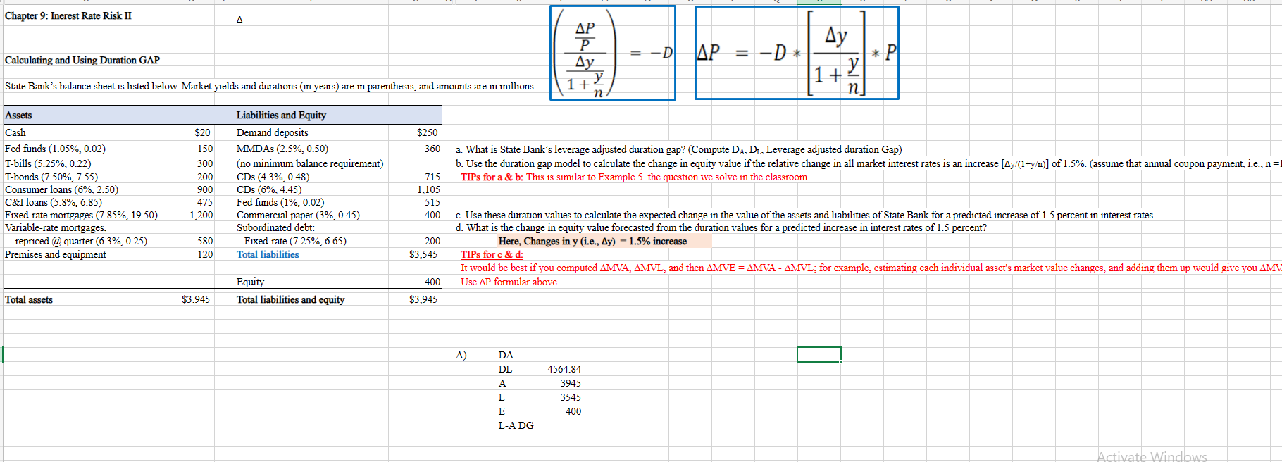 Solved Calculating and Using Duration GAPState Bank's | Chegg.com